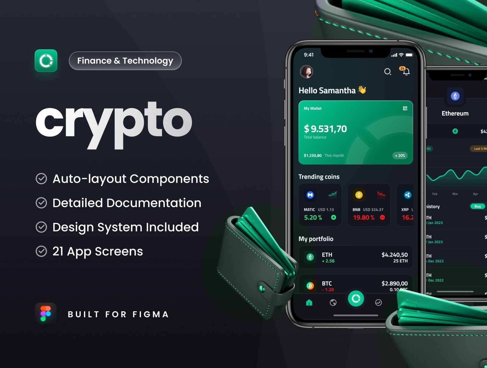 Crypto - Wallet App UI Kit UI Kits — UI Custom
