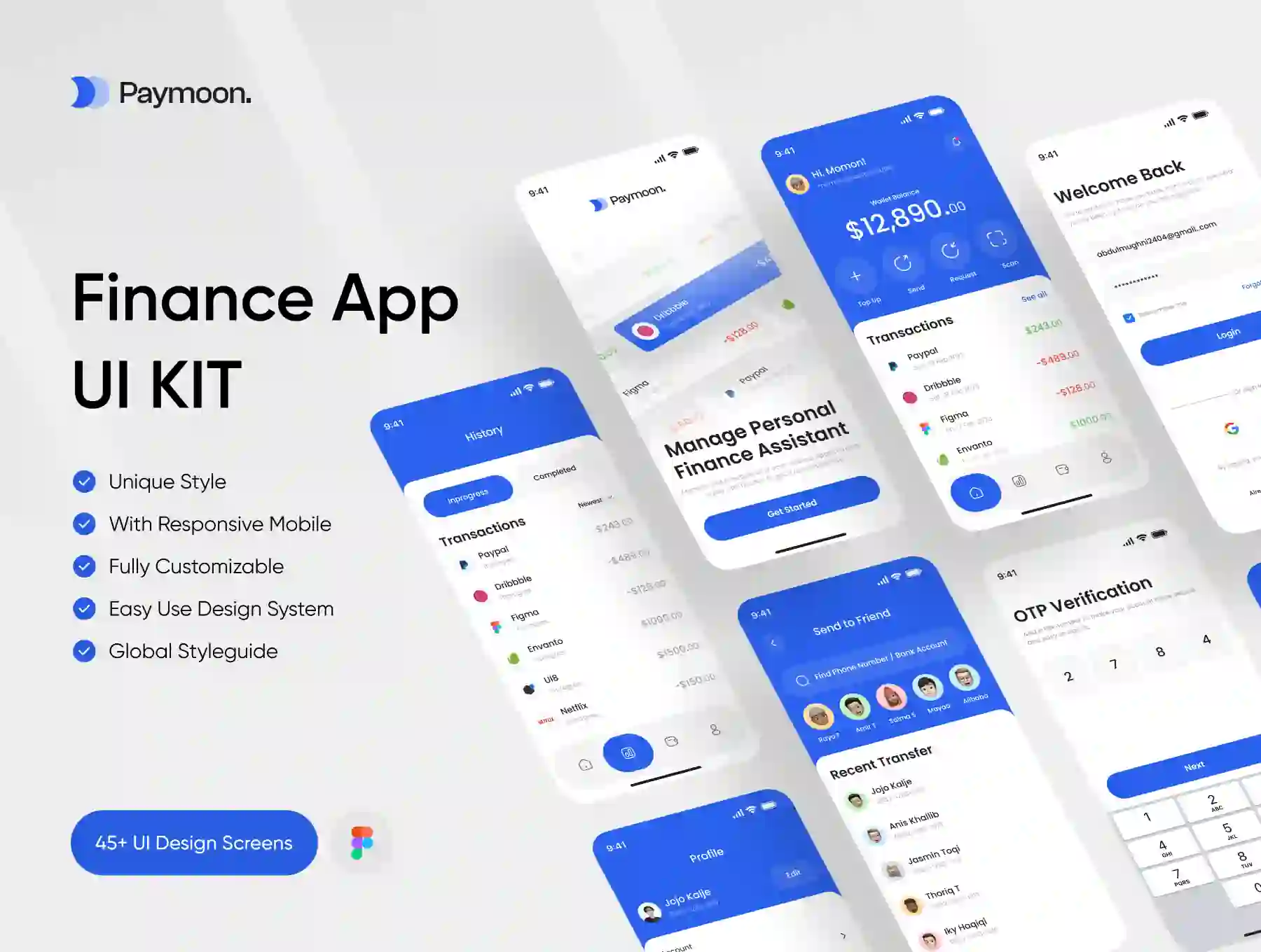 Paymoon - Finance App UI KIT UI Kits — UI Custom