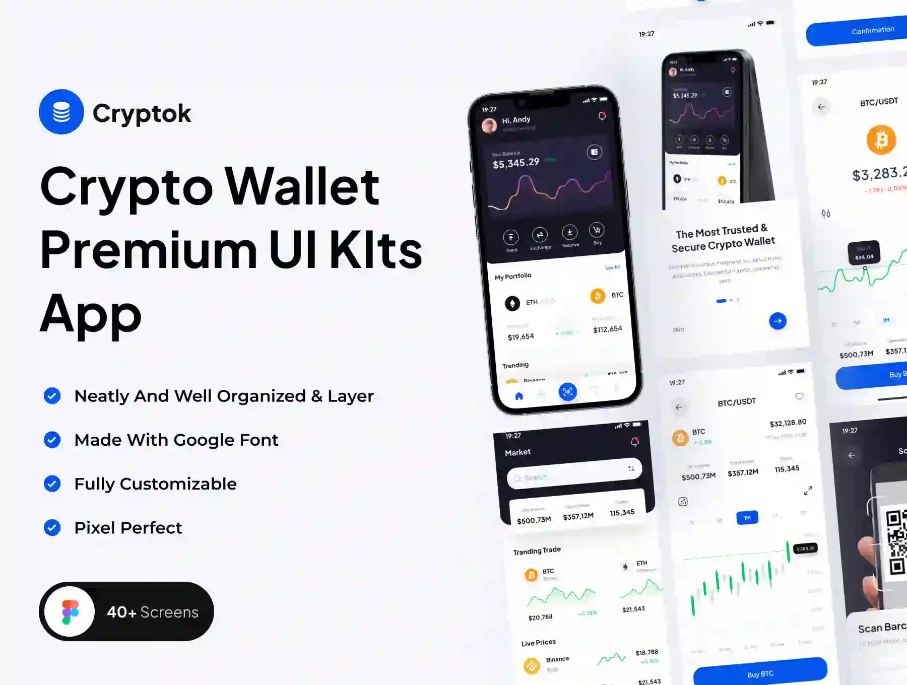 Cryptok - Crypto Wallet Premium UI Kits App UI Kits — UI Custom