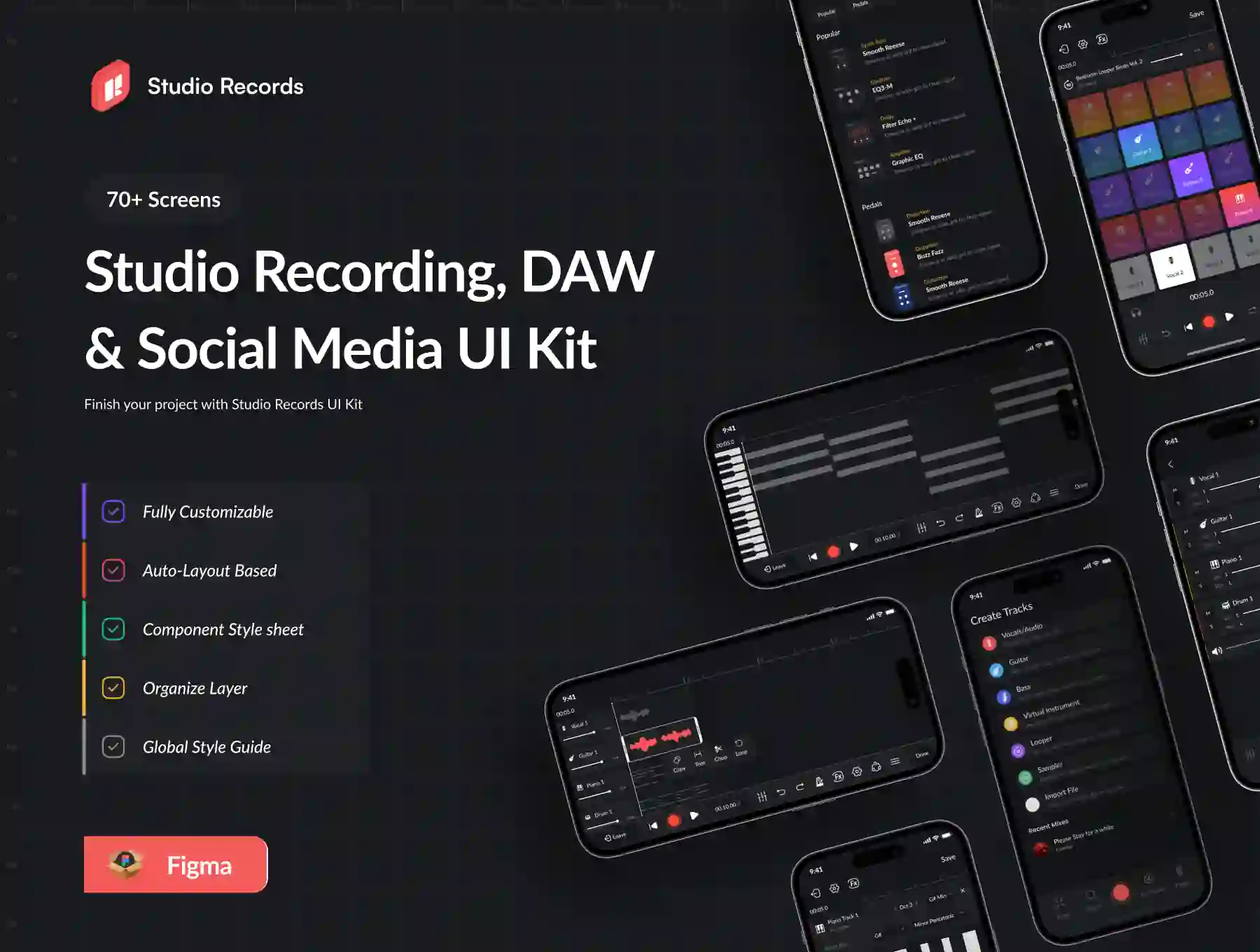 Studio Records DAW UI Kit UI Kits — UI Custom