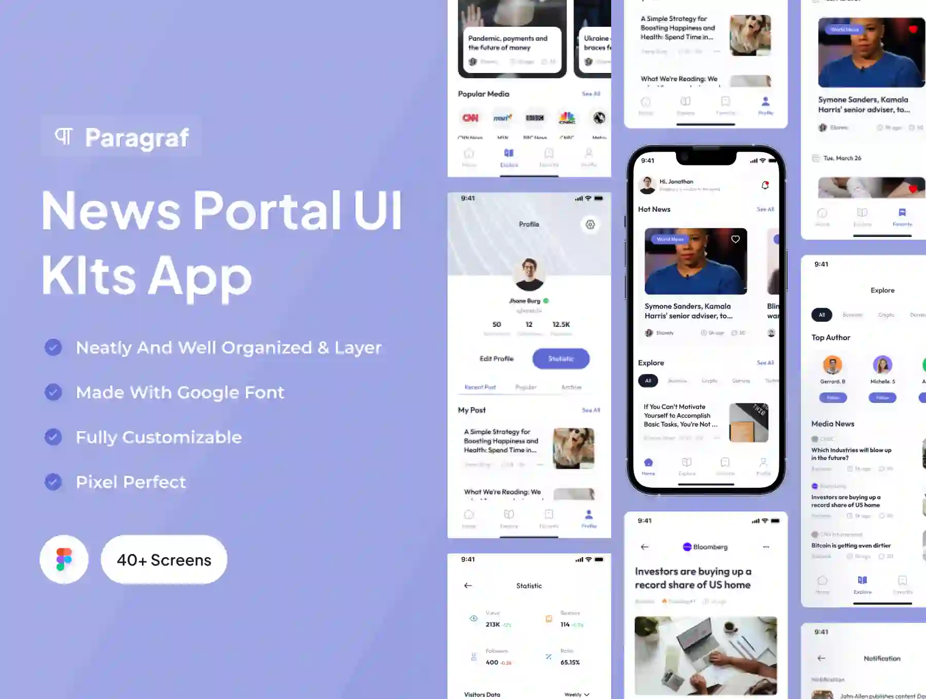 Paragraf - News Portal App Ui Kits UI Kits — UI Custom