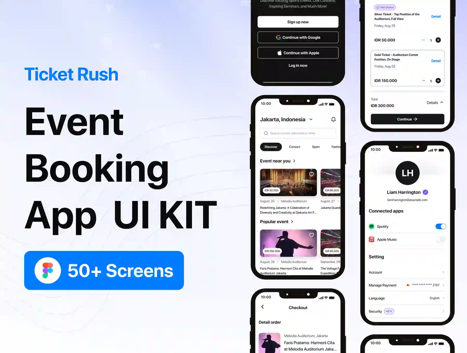 TicketRush: Event Booking App UI KIT UI Kits — UI Custom TicketRush: Event Booking App UI KIT UI Kits — UI Custom