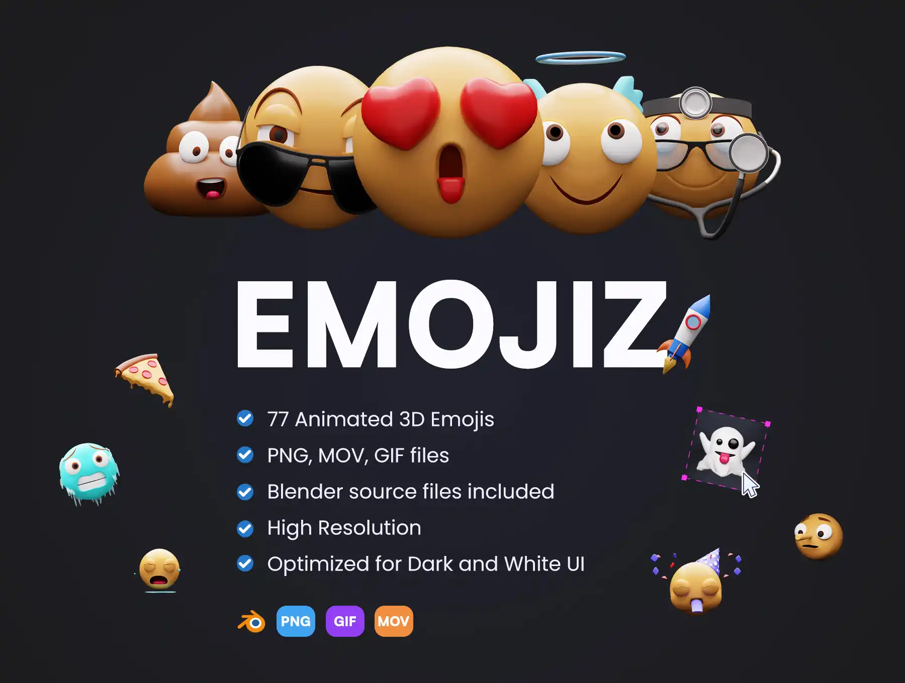 EMOJIZ - Animated 3D emojis 3D Assets — UI Custom