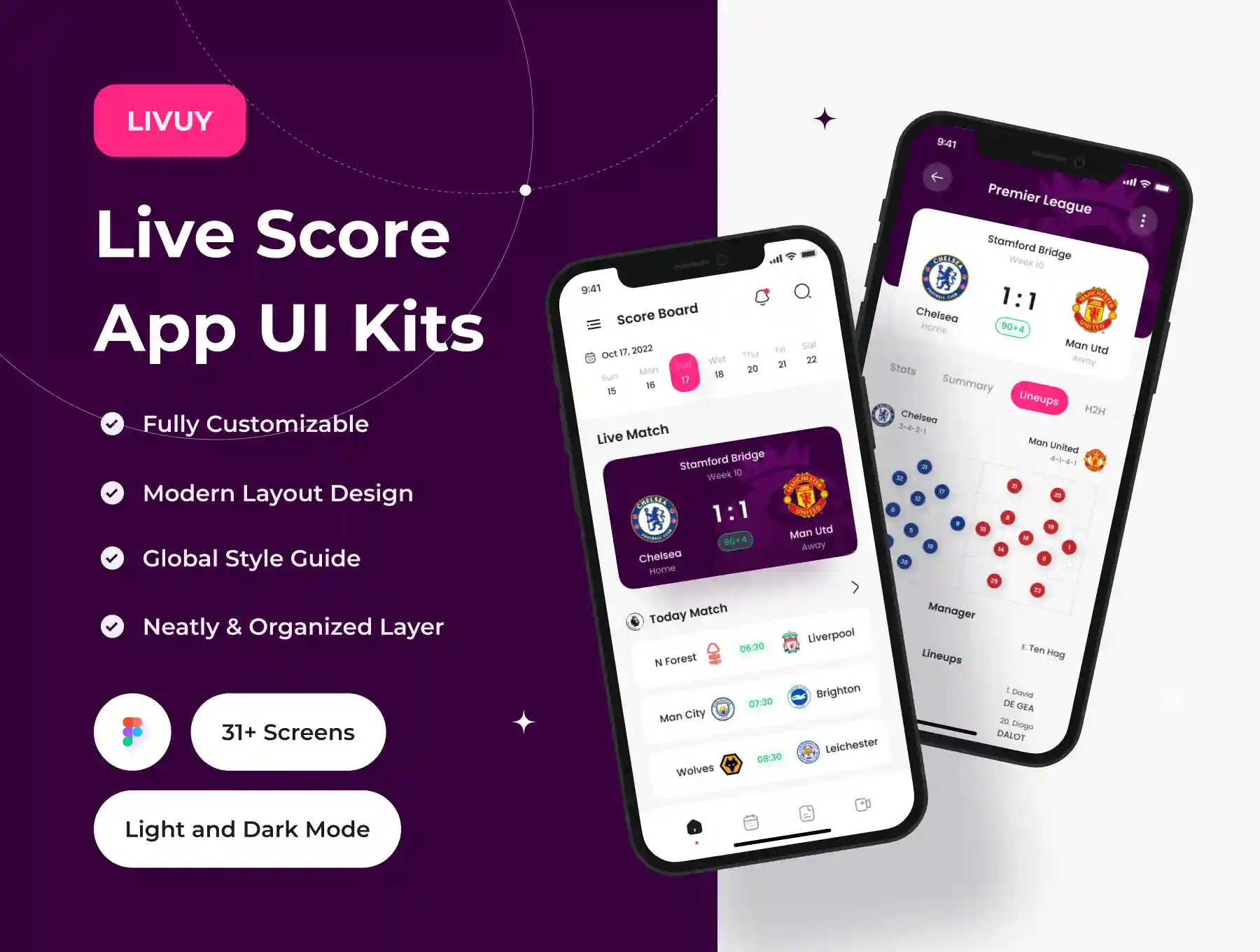 LIVUY - Live Score App UI Kit UI Kits — UI Custom