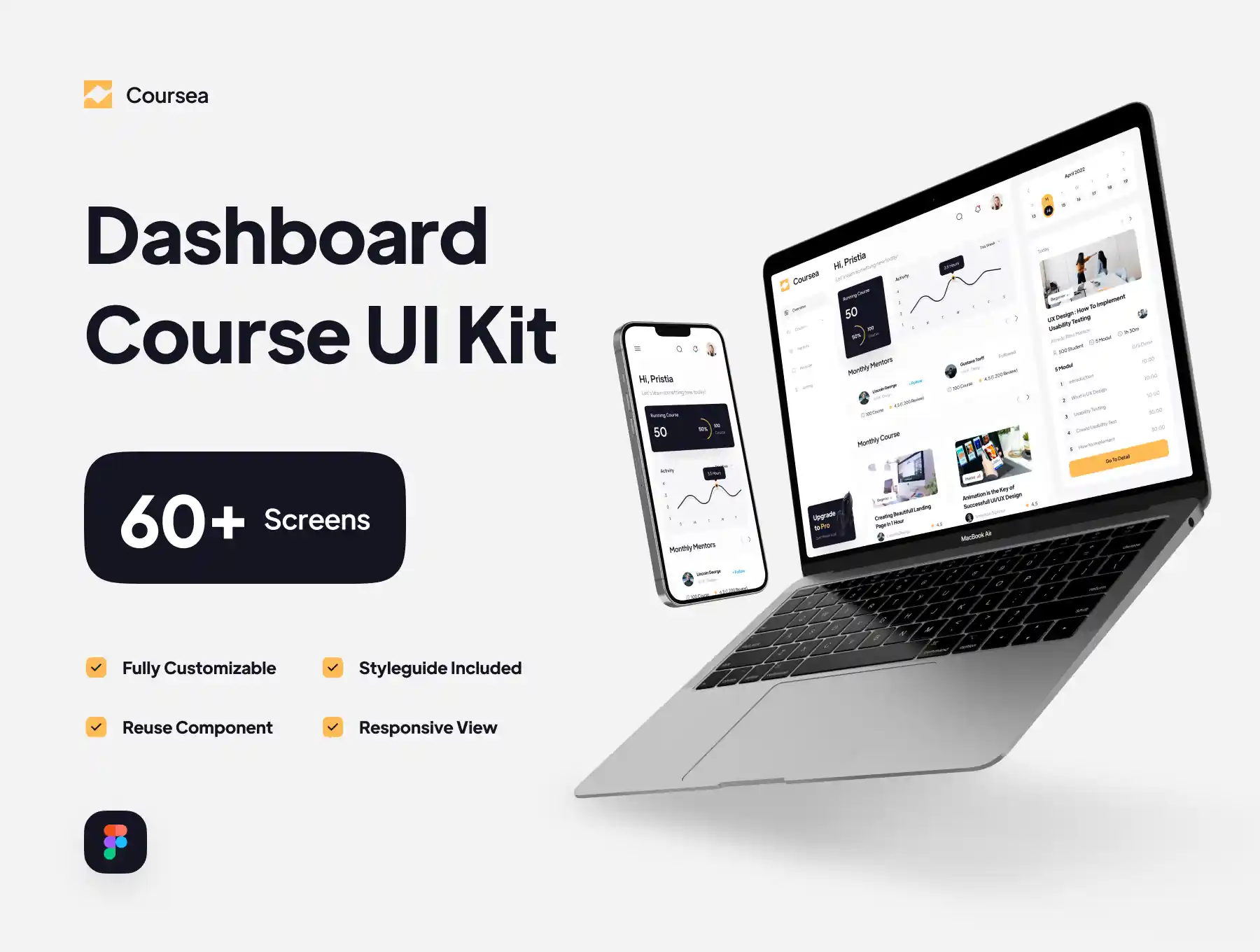 Coursea - Course Dashboard UI Kit UI Kits — UI Custom